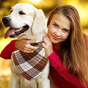 YUANKEXIANG Fall Bandana for Dogs 2 Pack - Christmas Pet Triangle Scarf Classic Plaid Reversible Bibs Kerchief Saliva Towel Set Pet Costume Accessories for Small Medium Large Dogs Cats