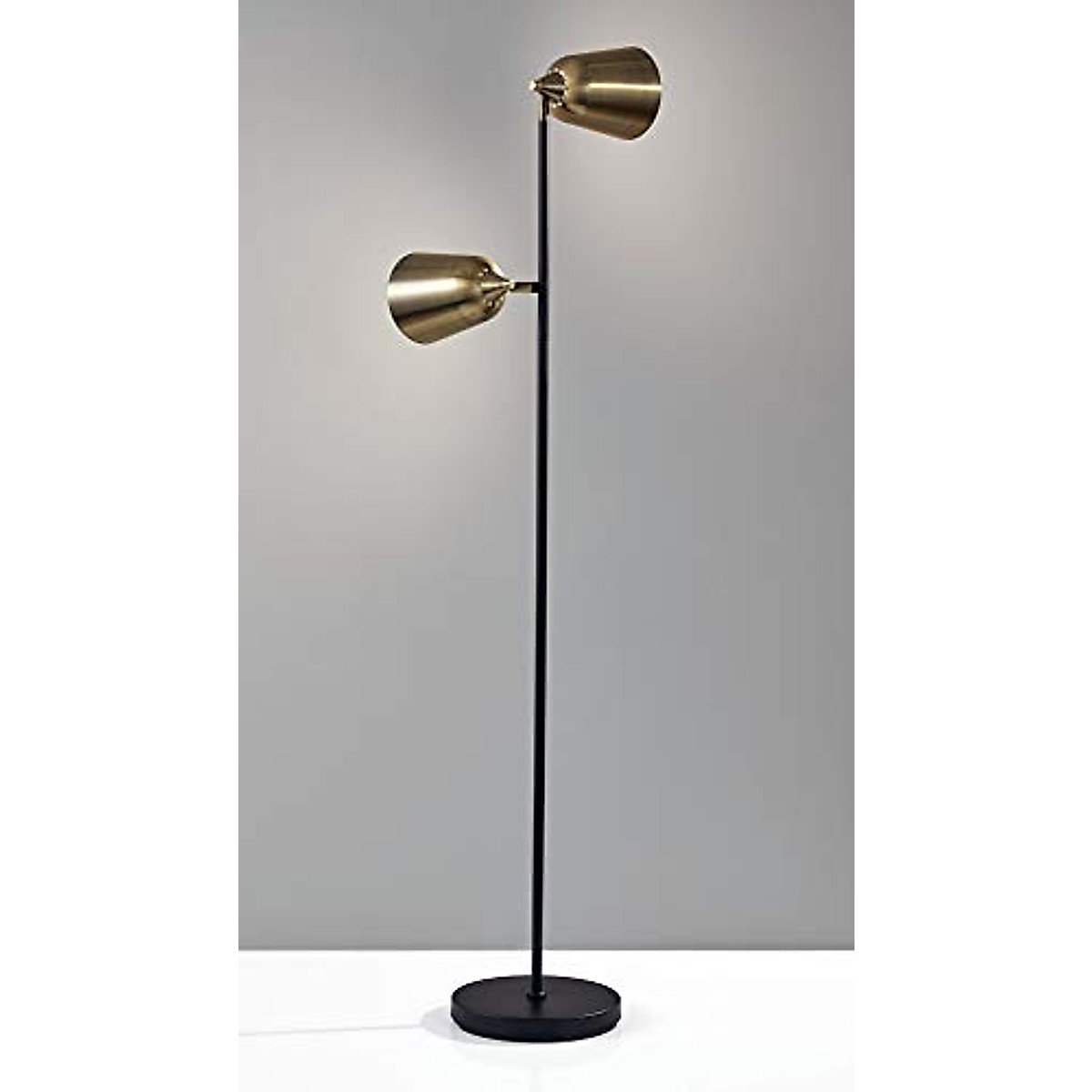 ADESSO 3237-01 Floor-Lamps, Matte Black/Antique Brass