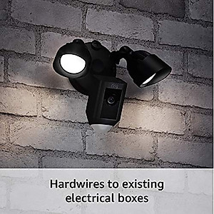 Ring Floodlight Camera Motion-Activated HD Security Cam Two-Way Talk and Siren Alarm, Black, Works with Alexa