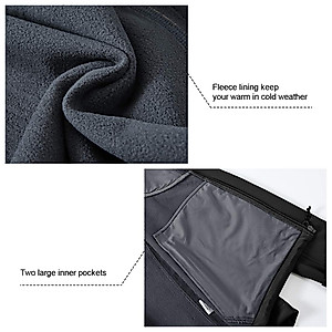 Gopune Men's Lightweight Soft Shell Jacket Fleece Lined Waterproof Hooded Hiking Winter Jacket (Black,L)