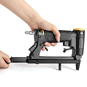 HBT HB7116P-KT 22 Gauge 3/8-Inch Crown Pneumatic Upholstery Stapler, Air Stapler Kit, with 6000 Staples, 1/4-Inch to 5/8-Inch