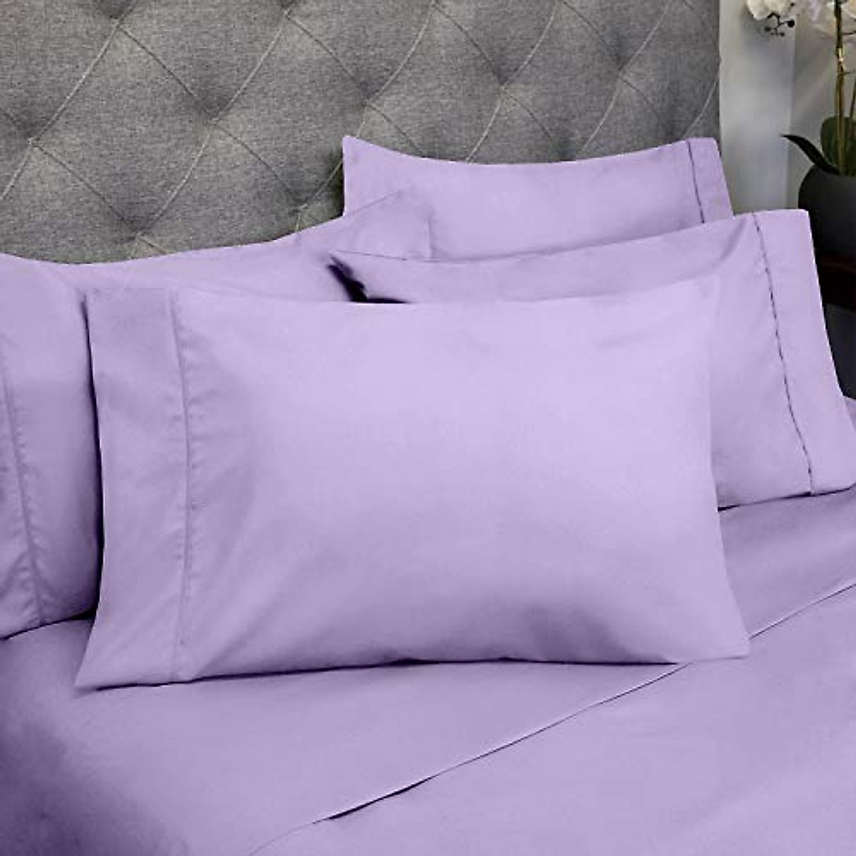 Cal King Size Bed Sheets - 6 Piece 1500 Supreme Collection Fine Brushed Microfiber Deep Pocket California King Sheet Set Bedding - 2 Extra Pillow Cases, Great Value, California King, Lavender