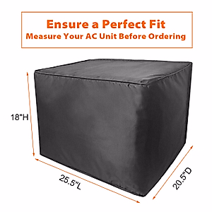 Insulated Protection for Outside AC Units: Window & Wall Air Conditioner Cover to Retain Warmth, 25.5''Lx 18''Hx 20.5''D- Black