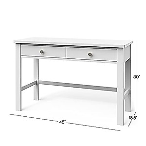 Child Craft Forever Eclectic Harmony Writing Computer Desk with Drawers, Multipurpose Bedroom Writing Table with Storage Space, Small Wood Desk, 48 Inches (Matte White)