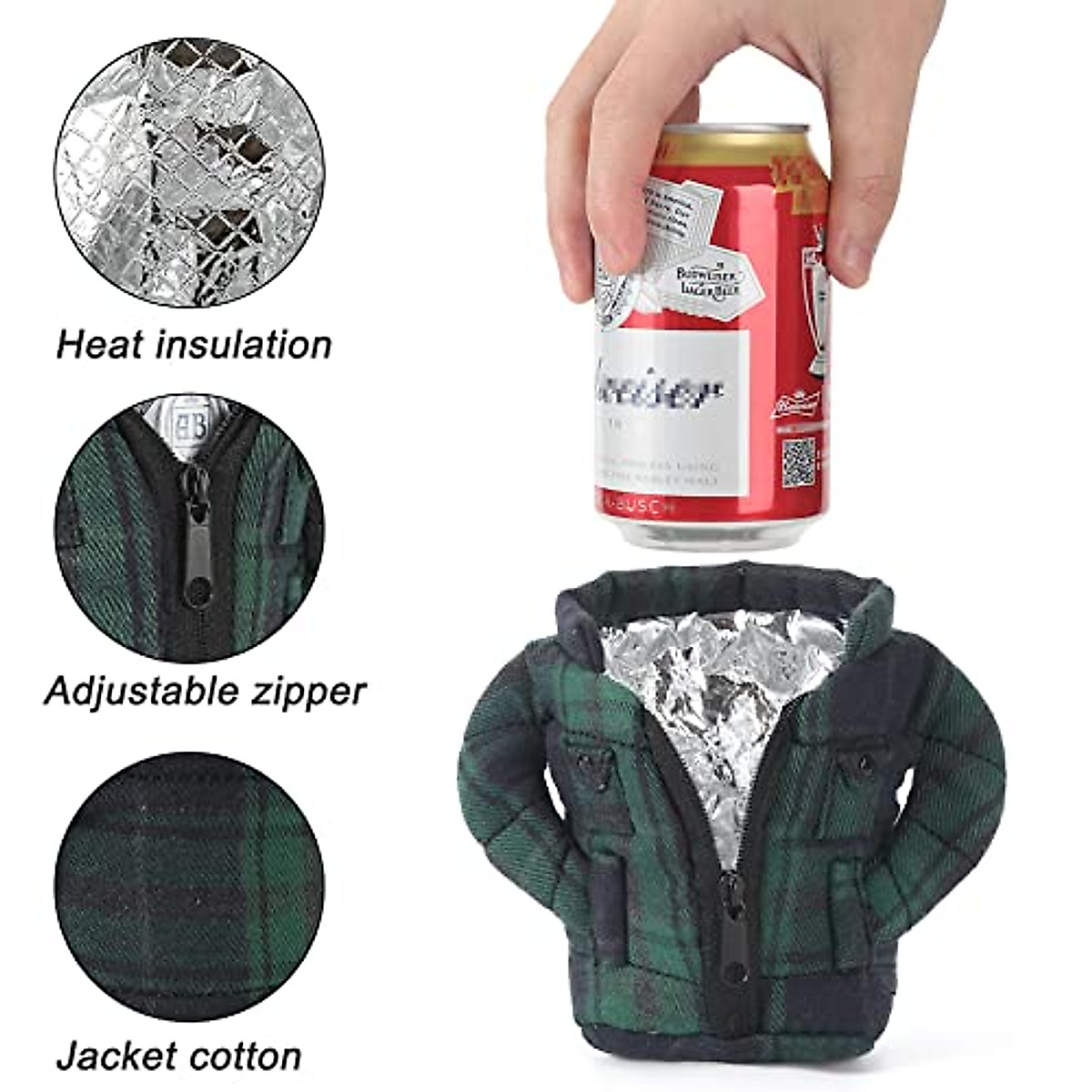 Beverage Jacket Can Cover Drink Insulated Coolers For 12oz Fun Gifts for Family and Fiends Green