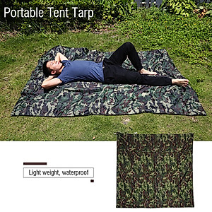 Camouflage Tent Tarp, Camping Tarp, Portable Waterproof Camping Shelter Tent Tarp, Survival Shelter Defender Tarp for Outdoor Hiking Hunting (3x2.9m)
