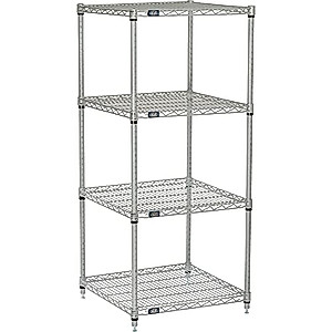 Nexel 24" x 24" x 63", 4 Tier, NSF Listed Adjustable Wire Shelving, Unit Commercial Storage Rack, Silver Epoxy, Leveling feet