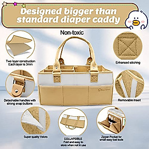 Veoiramc Diaper Caddy Organizer for Baby - Large Diaper Caddy for Baby with Handle, Felt Diaper Organizer Caddy for Change Table, Portable Changing Table Diaper Caddy for Baby Boy, Girl - Brown