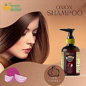Onion Shampoo for Hair Growth – Enriched with Caffeine, Curry Leaf & Indian Alkanet Root – Controls Hair Fall & Dandruff – Onion Shampoo and Conditioner Alternative – 6.76 fl oz by Herbs Botanica