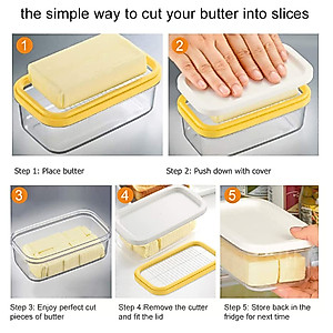 Plastic Butter Dish, Covered Butter Dish with lid, Plastic Butter Keeper with Cutter for Easy Cutting, Small Butter Container for Two 3.5oz Sticks Butter