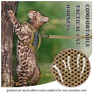 nanappice Tactical Cat Harness and Leash for Walking Esacpe Proof,Adjustable Soft Mesh Large Cat Vest with Rubber Handle Easy to Control,Molle Pathes
