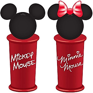 Disney Mickey Minnie Name Salt & Pepper Shakers, Red Black