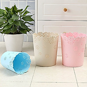Wastebasket,Hmane Hollow Flower Shape Plastic Lidless Wastepaper Baskets Trash Can - L