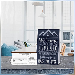 100 Pieces Realtor Open House Sign 5.1 x 2.6 Inch Open House Registry Visitor Sign in Cards Book Guest Registry Sign with Tent Cards 5.1 x 7.9 Inch Guest Display Cards for Agents Brokers Supplies