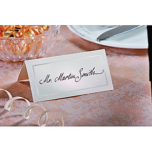 Amscan Traditional Wedding Pearlized Place Cards Party Supply, Ivory, Paper, 4" x 4", Pack of 50
