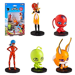 P.M.I. Miraculous Ladybug Designs Topeez | 5 Miraculous Ladybug Topeez Out of 16 Designs in 1 Pack | 4 Topeez and 1 Hidden Mystery Topeez | Licensed Kids’ Stationery (Assortment B)