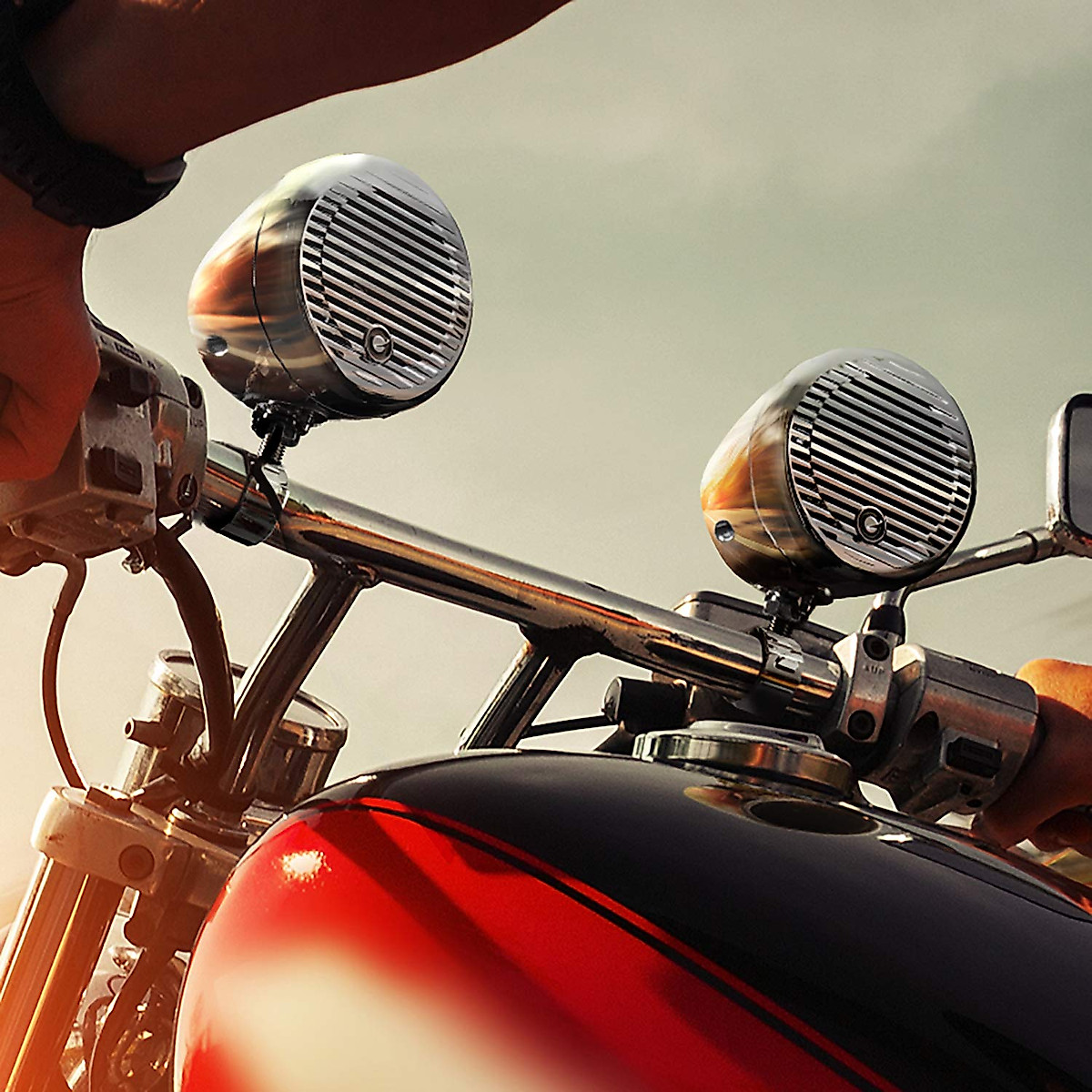 Planet Audio PMC2C Motorcycle Speaker System - Bluetooth, Weatherproof Speakers Amplifier, 2 3 Inch Speakers, 1 2 Channel Amplifier, 1 Volume Control, Use With ATV Motorcycle 12 Volt Vehicles