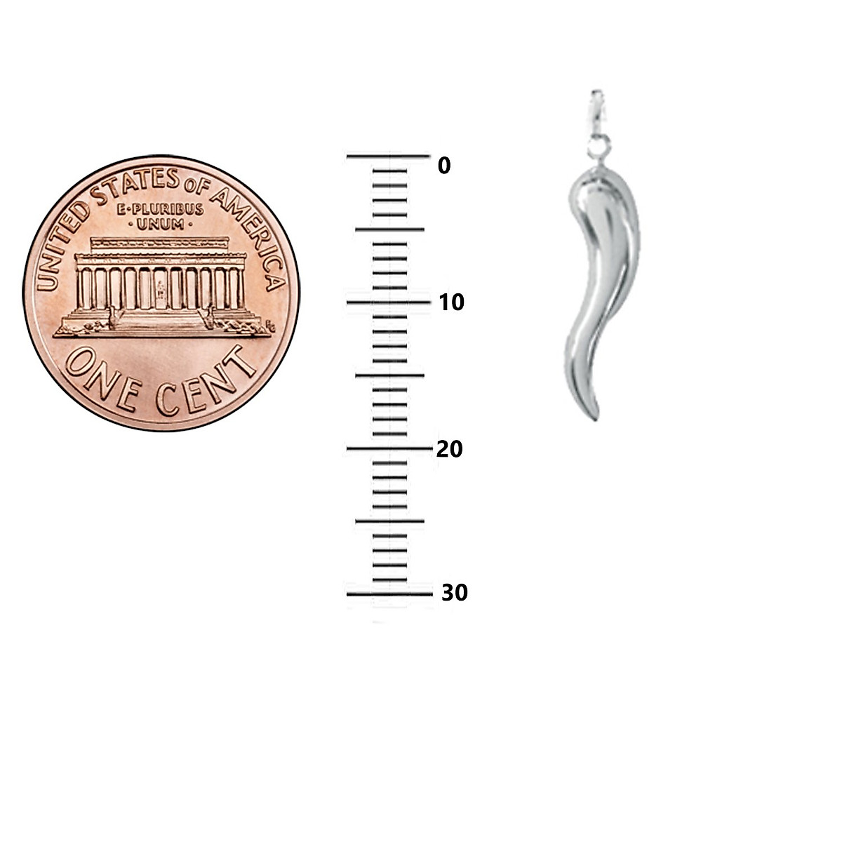 Ritastephens Sterling Silver Mini Italian Horn Cable Chain Necklace (18")