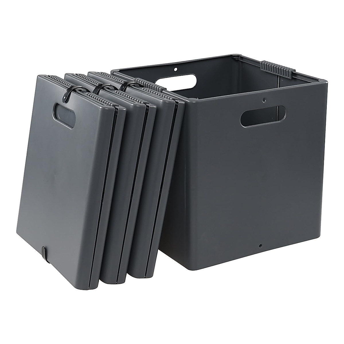 Gloreen 4 Pack Collapsible Storage Cubes, Foldable Storage Bin, Grey