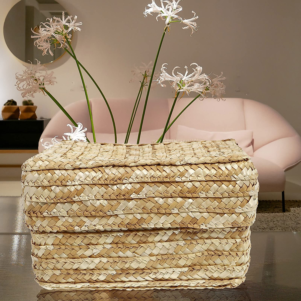 DOITOOL Wicker Storage Baskets 1pc Straw Storage Basket Wicker Child Cosmetic Wedding Wedding Basket