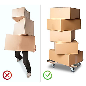 Mytee Products 18"x30" H Frame Movers Dolly w/Rubber Tread & 4" Non Marking Wheels - 1000 lbs WLL H Shape Heavy Duty 4 Wheel Moving Dolly Cart for Packing & Moving Supplies - Furniture Piano Dolly