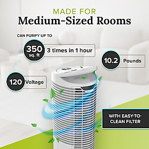 ENVION Therapure Medium/Large Room Home HEPA Air Purifier with Neutralizing Light Technology, Cleanable Air Filter, Analog Controls, & 3 Fan Speeds