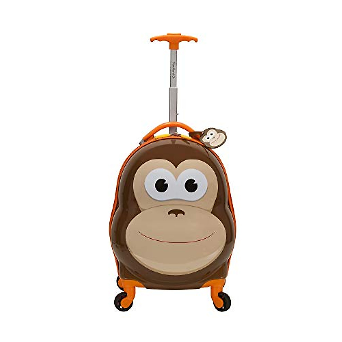 Rockland Jr. Kids' My First Hardside Spinner Luggage, Telescoping Handles, Light and Dark Brown, Black and White, Carry-On 19-Inch