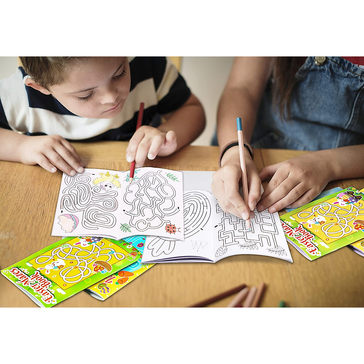 Winrain 4PCS Easter Basket Stuffers Maze Books for Kids, Children Crafts Games Activities, Ages 3-5, 4-8, 6-8, 8-12(160 Mazes of 4 Difficulty Levels)