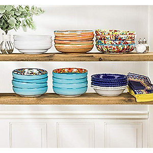 Euro Ceramica White Essential Porcelain Collection, Pasta Bowls Set of 4, Inverted Rim Design, Classic