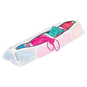 iDesign InterDesign Mesh Laundry Bag with Compartments for Machine Washing Clothes, Delicates, Underwear – 4 Sections, White Bag-4S