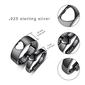 Couple Ring for Lovers 925 Sterling Silver promise rings for couples Adjustable Heart Matching Rings I Love You Wedding Ring