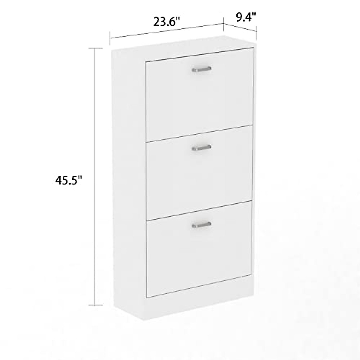 Hitow Shoe Storage Cabinet, Narrow Shoe Cabinet with 3 Flip Drawers & Adjustable Shelf, Space Saving Entryway Freestanding Shoe Rack, White (23.6" W x 9.4" D x 45.5" H)