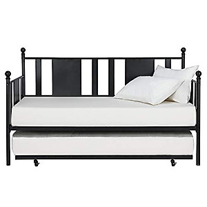 DHP Lavinia Metal Daybed with Trundle, Full Size Sofa Bed, Black