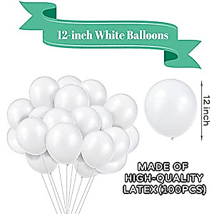 White Balloons 12 Inch, 100 Pack Premium Quality Latex Party Balloons for Brthday Shower Weding Decorations