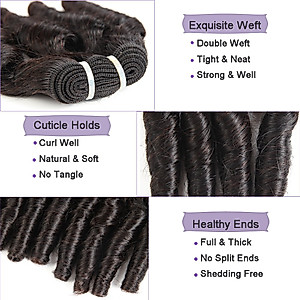 Molefi Brazilian Funmi Hair Loose Wave 4 Bundles Spiral Curl Hair Bundles Short Curly Weave 9A Unprocessed Brazilian Human Hair Extensions 50g/pc Full Head Natural Color (8 8 8 8 Inch)