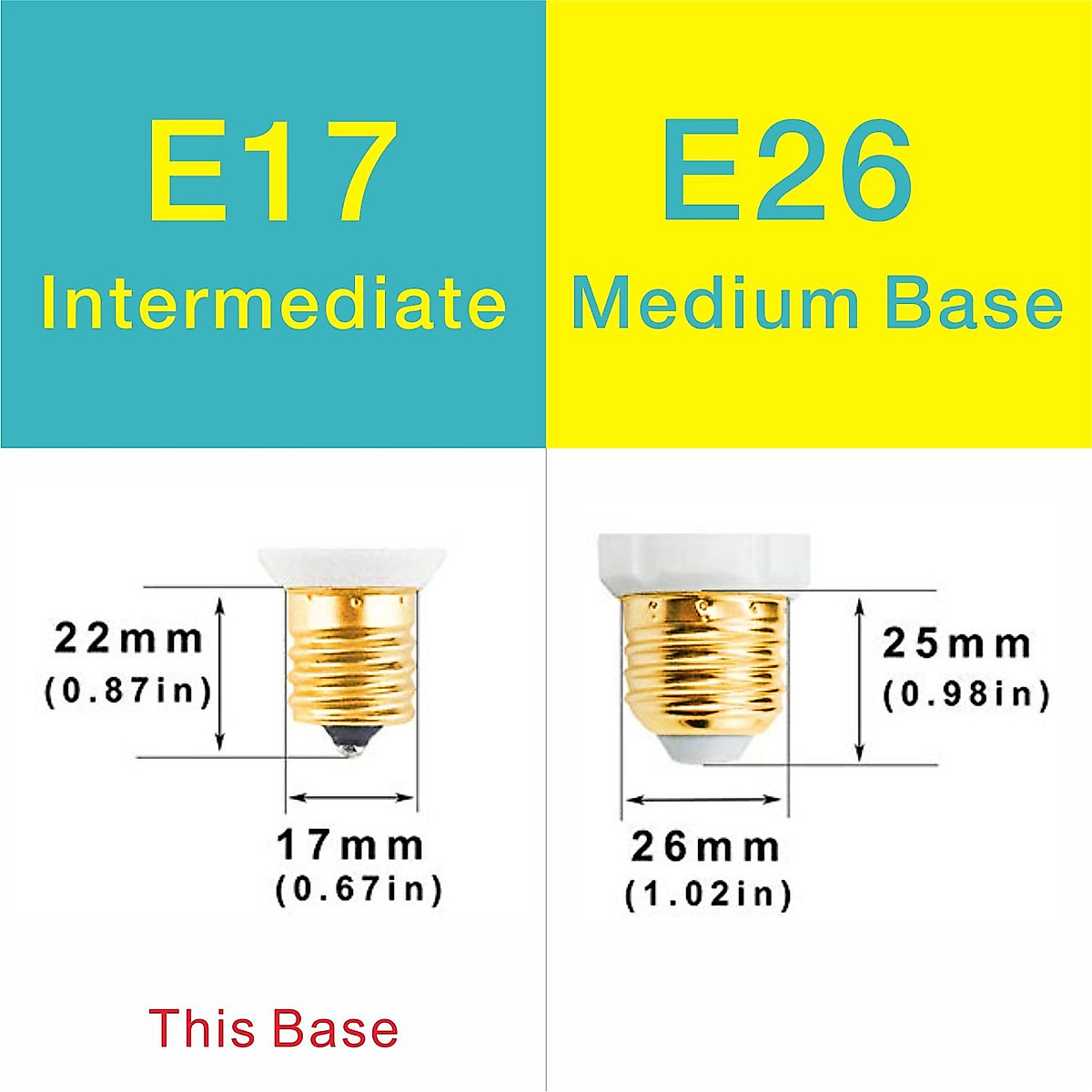 Hizashi 4W LED T6.5 Tubular Filament Bulb E17 Intermediate Base Dimmable 4.7'' Length 40W Equivalent Light Bulb 4000K Cool White 90+ CRI for Exit Sign Light, Refrigerator, Freezer, UL Listed - 4 Pack