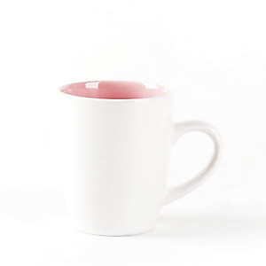 HomeVss, Stoneware Coupe Shape 16pc Dinnerware Set, Outside White + Inside Pink