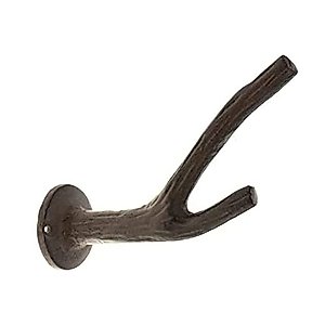 Cast Iron Branch Wall Mounted Hook - Wall Hook for Coat, Jacket, etc - Wall Mounted Coat Hook - Vintage, Rustic, Decorative - with Screws and Anchors - 5" Long