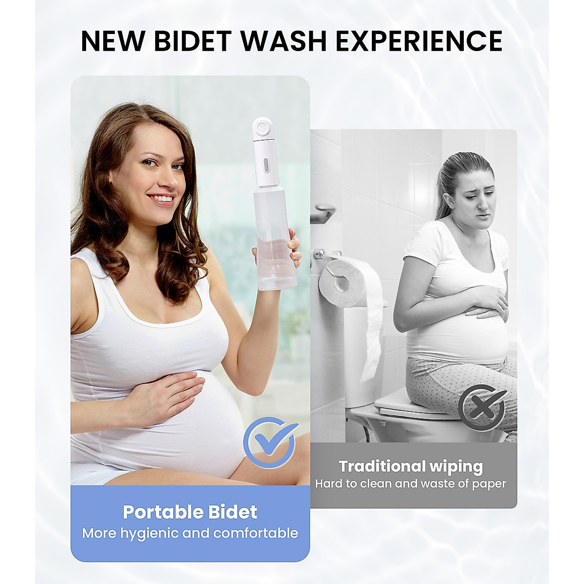 Portable Bidet for Travel, Rechargeable Electric Handheld Bidet Sprayer for Personal Hygiene and Postpartum Cleaning, 2 Modes | 350 ml