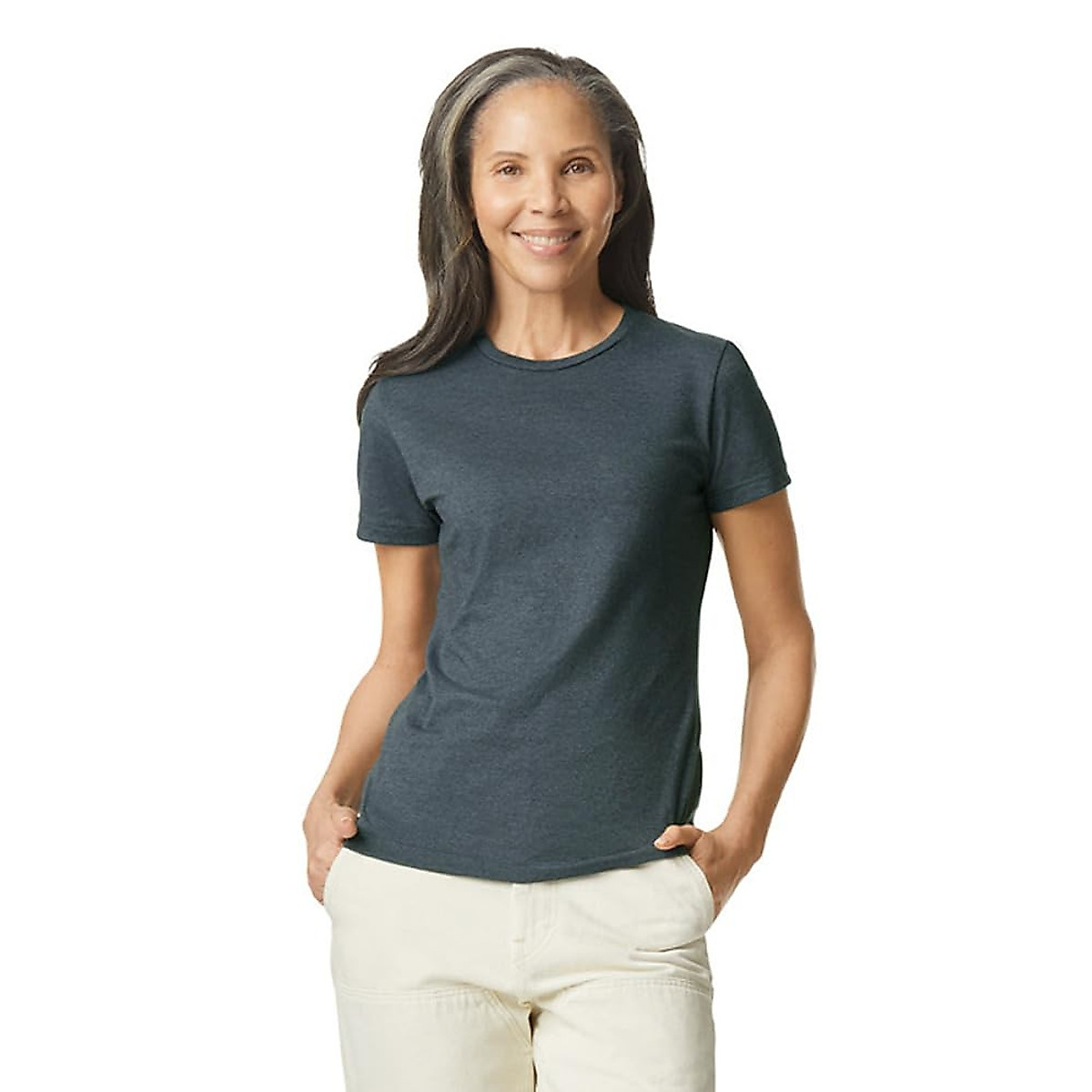 Gildan Women's Softstyle Cotton T-Shirt, Style G64000L, Multipack, Dark Heather (2-Pack), Small