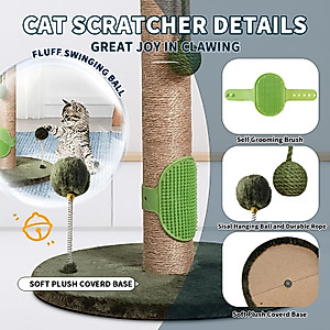 Cat Scratching Post 33" Scratching Posts for Indoor Cats Adults and Kitten, Cat Scratching Post Tall with Sisal Rope, Cute Cat Tree Scratching Post with Hanging Ball