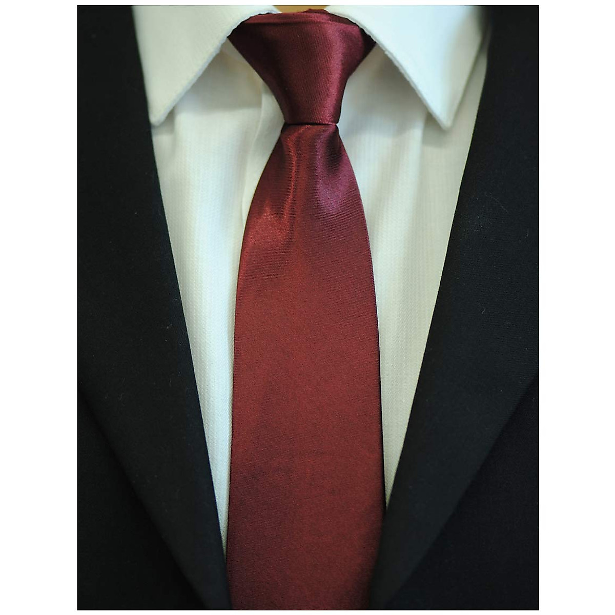 FOMANN Mens Clip on Ties Solid Uniform Clip-on Neck Ties for Police and Security Pullaway Clip Ties (Burgundy)