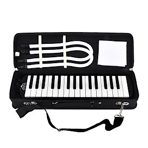 EASTROCK 32 Key Melodica Instrument Air Piano Keyboard Soprano Melodica with 2 Mouthpieces Tube Sets, Carrying Bag for Kids Beginners Adults Gift, Black