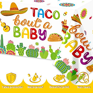 Taco Bout a Baby Decorations Fiesta Baby Shower Decorations Taco Baby Shower Tablecloth Plastic Disposable Mexican Fiesta Baby Shower Table Cover for Gender Reveal Party Supplies 54 x 108 Inch