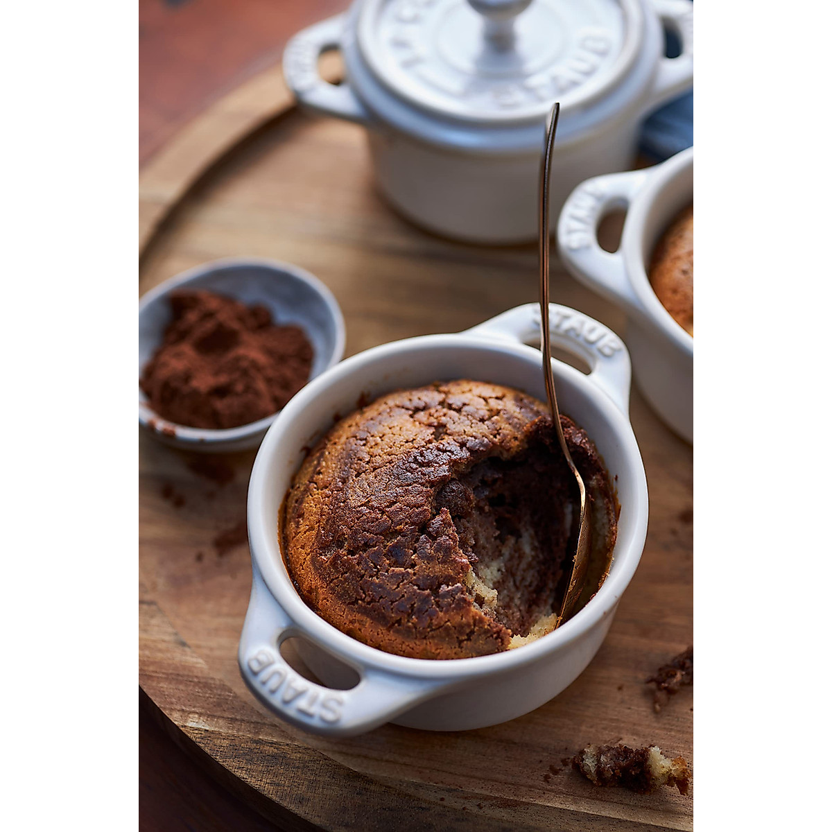 STAUB Ceramics Dutch Oven 3-piece Mini Round Cocotte, White