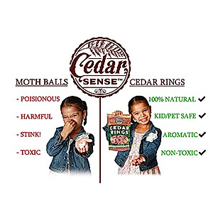 Cedar Sense Cedar Rings - 30 Pack Made in U.S.A.- Cedar Blocks for Clothes Storage - Cedar for Closets and Drawers - 100% Manufactured in The United States - Clothes Freshener