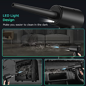 Compressed Air Duster, 110000RPM Electric air Duster for Keyboard Cleaner, Reusable no Canned Air Duster,7600mAh Rechargeable Cordless Compressed Air Kit for Car Dust Remover (Plastic)