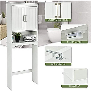 Nightcore Bathroom Storage Rack Over The Toilet, Toilet Organizer with a Open Space, Space Saver Cabinet, Sturdy and Durable Bathroom Shelf, White