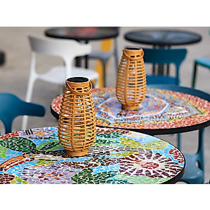 Solar Hanging Lantern Waterproof Outdoor – YQLEPIN 2 Pack Solar Garden Lights Waterproof Decorative with Two Hooking, Edison Blub Solar Outdoor Table Lanterns for Porch.(Yellow)