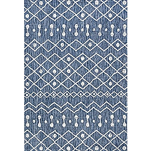 JONATHAN Y SMB131C-3 Nokat Tribal Bohemian Indoor Outdoor Area-Rug Bohemian Rustic Easy-Cleaning Bedroom Kitchen Backyard Patio Non Shedding, 3 X 5, Blue/Ivory